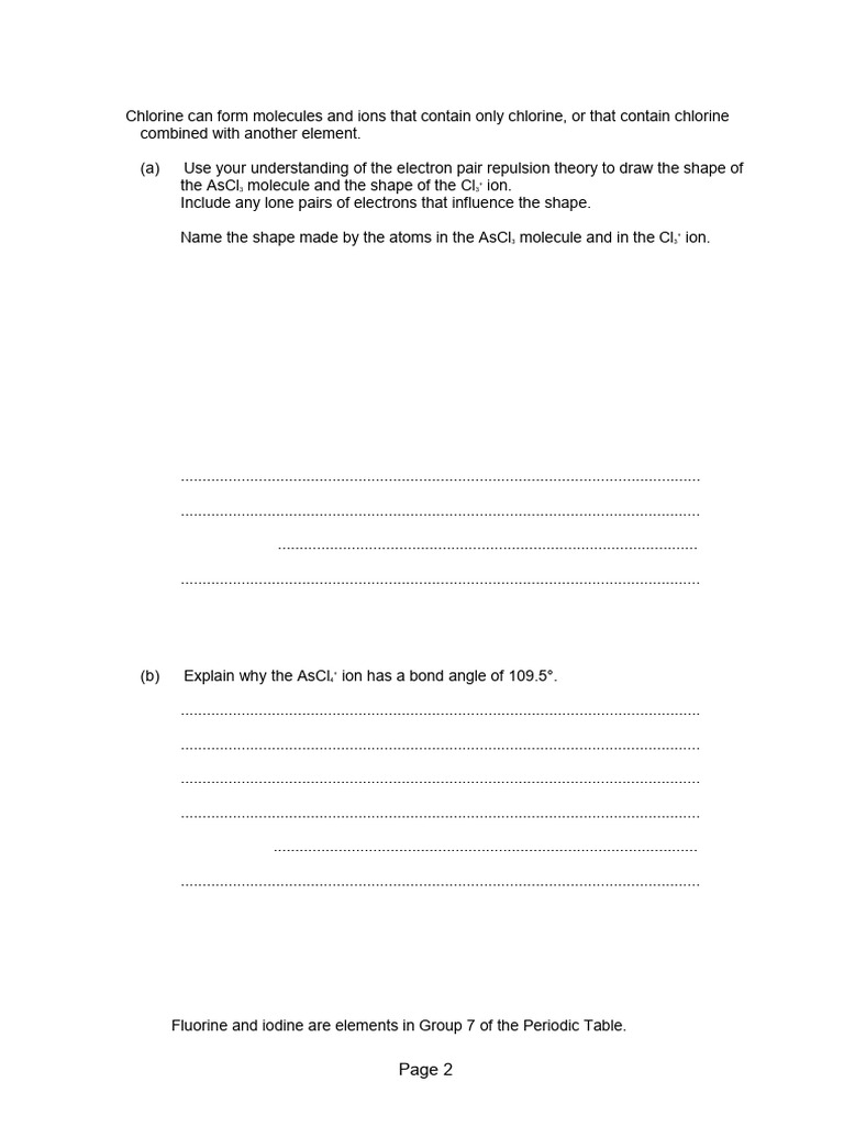 Shapes of Cl3+ and NHF2 Molecules | PDF | Chemical Bond | Boron