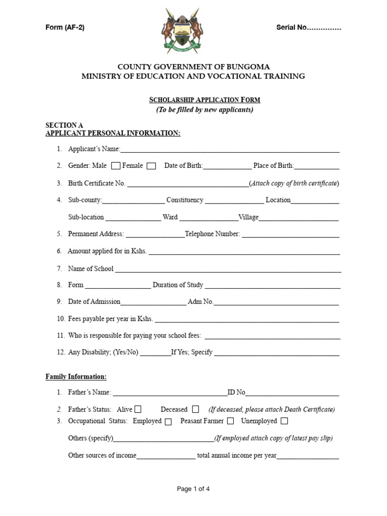 Scholarship Application Form (For New Applicants) 20192020 | PDF