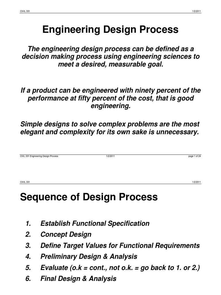 CIVL 331 Engineering Design Process | Download Free PDF | Engineering Design Process | Design