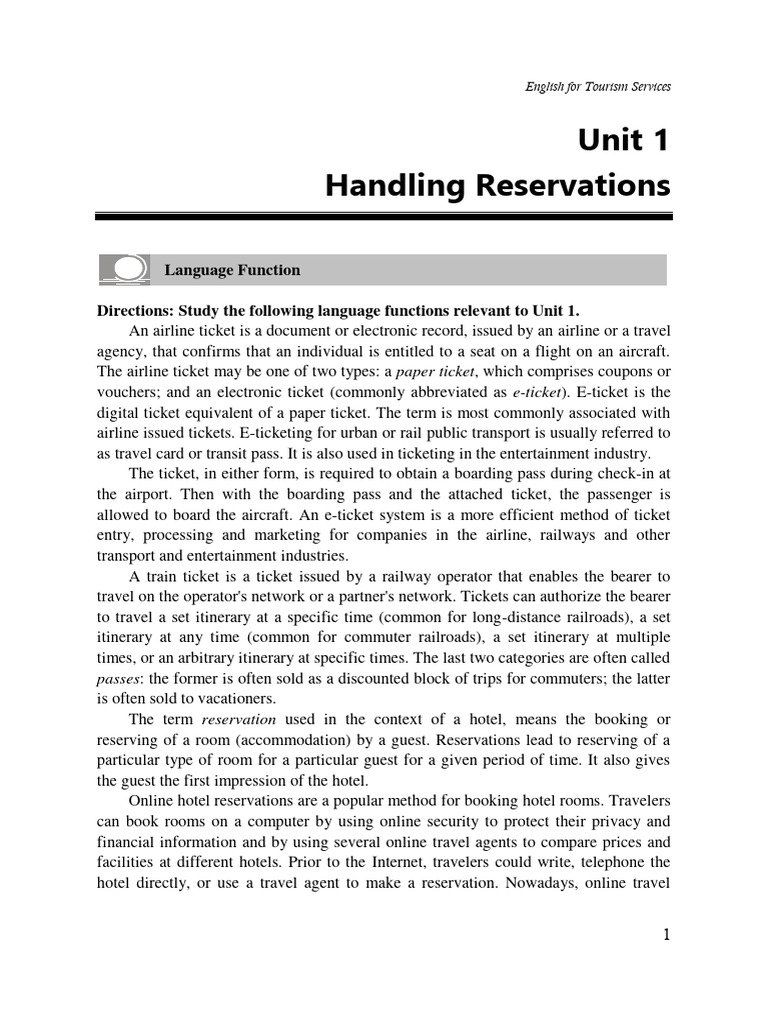 Week 3 Handling Reservation | PDF | Ticket (Admission)