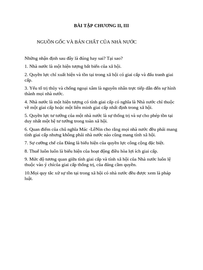 BÀI TẬP CHƯƠNG I1 | PDF