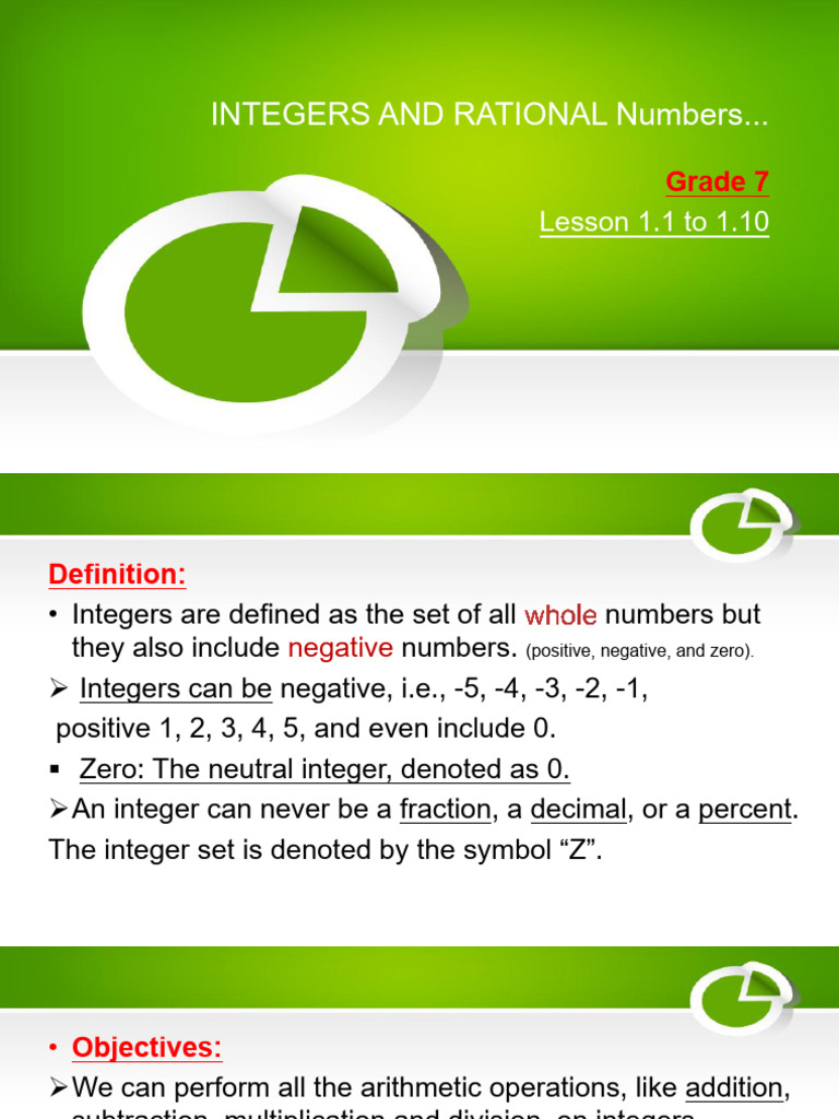 Integers and Rational Numbers - PPTX - Grade 7.Pptx 1111 | PDF ...