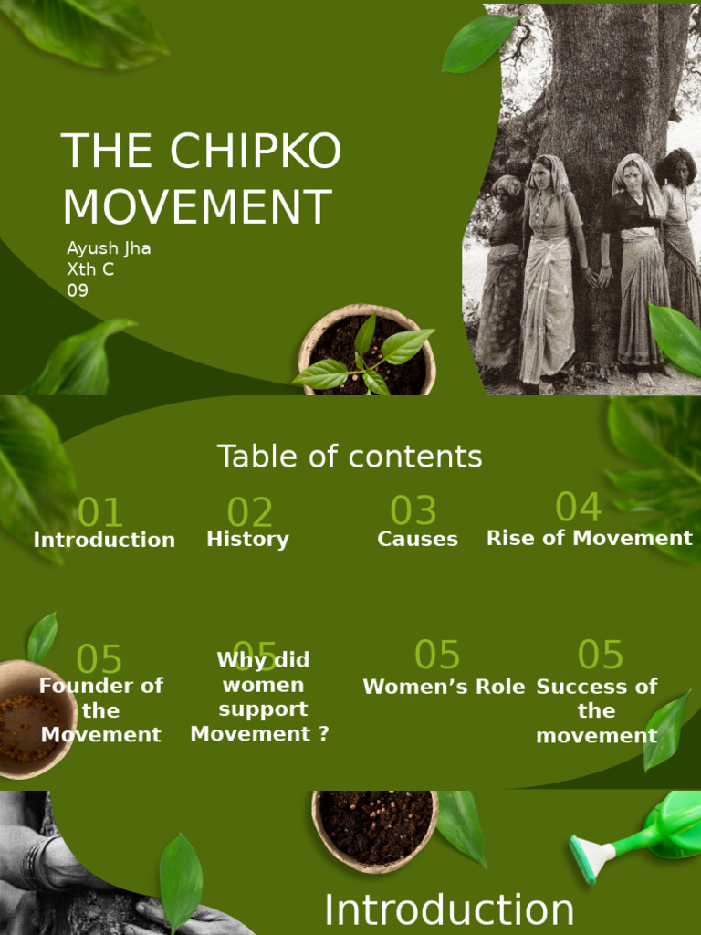 Presentation On Chipko Movement by Ayush Jha (XTH C, 09) | PDF | Natural Environment | Natural ...