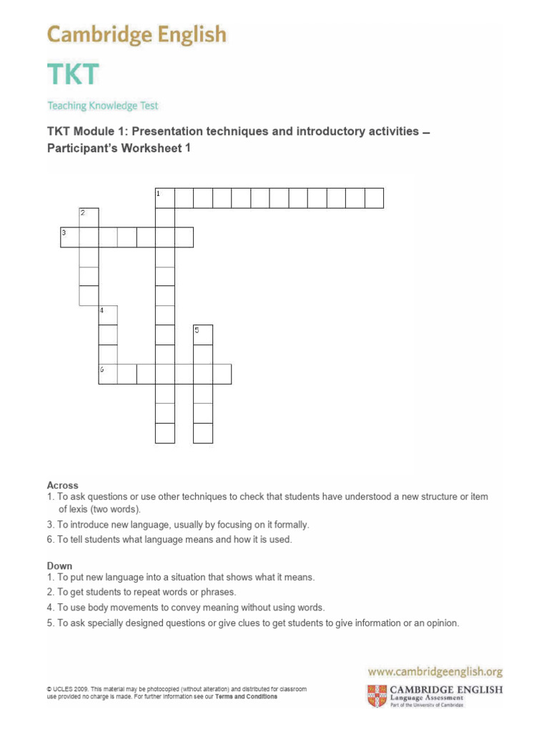Presentation Techniques TKT Module 1 | PDF | Second Language | Teachers