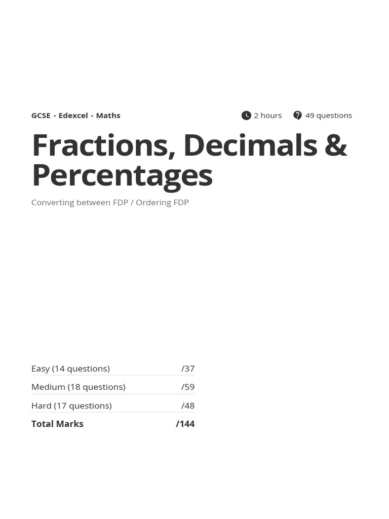 Fractions Decimals and Percentages | PDF | Numbers | Arithmetic