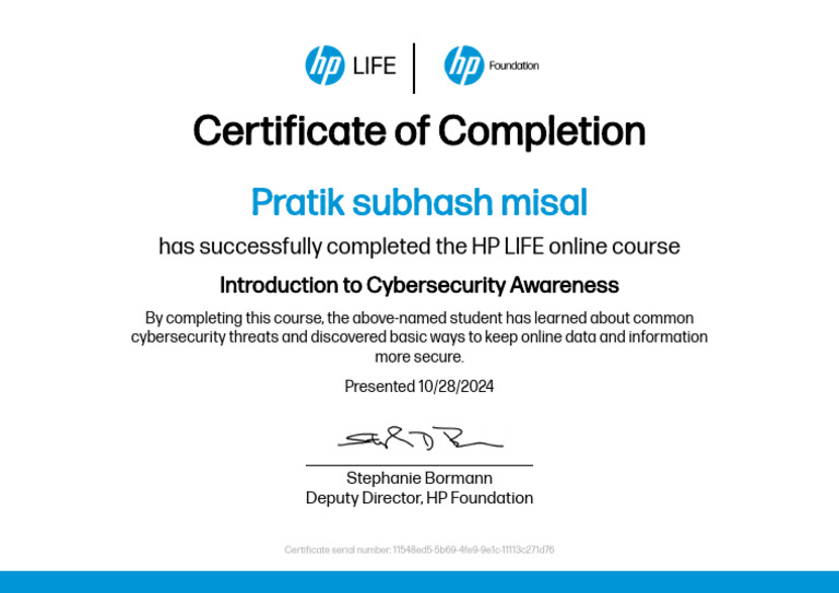 Certificate Cybersecurity | PDF