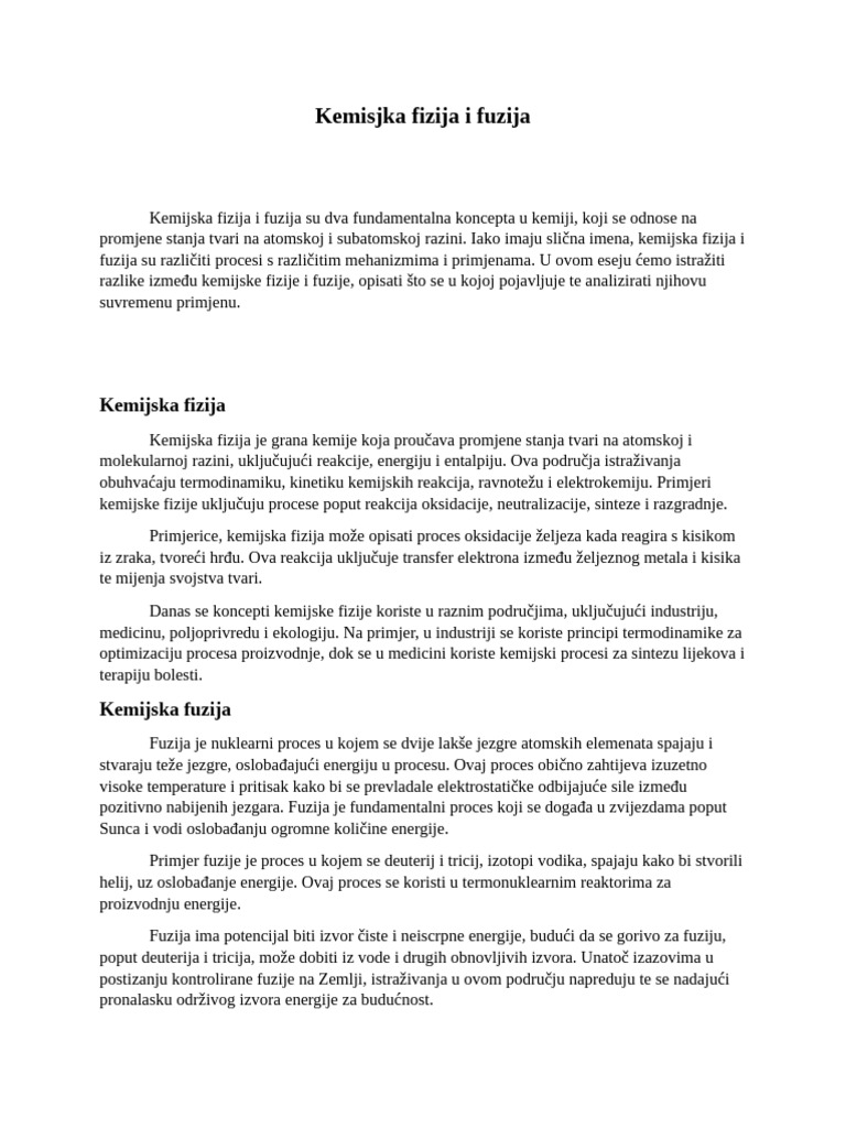 Kemisjka Fizija I Fuzija | PDF