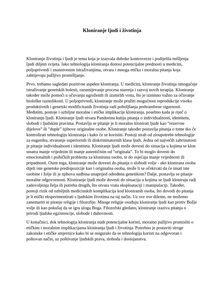 Kloniranje Ljudi I Životinja | PDF