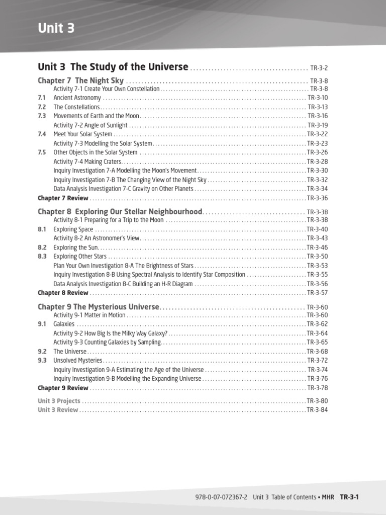 MHR ONSci9 TR Unit3 | PDF | Earth | Space Exploration