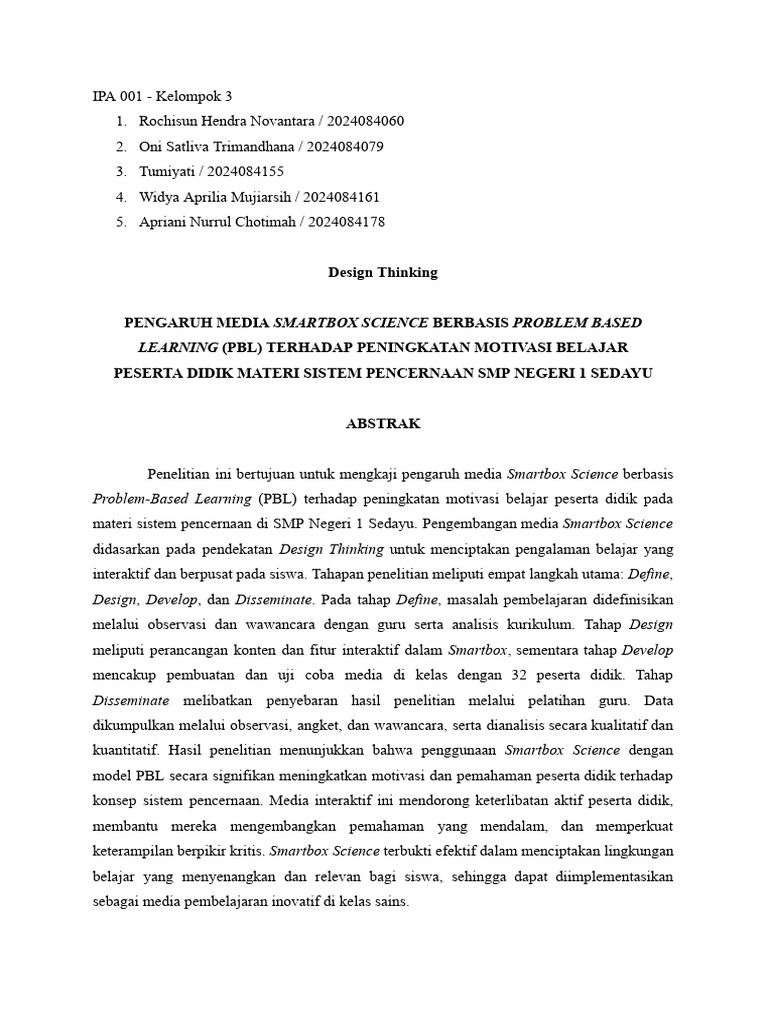 PBL dan Smartbox Tingkatkan Motivasi Siswa | PDF | Karier ...
