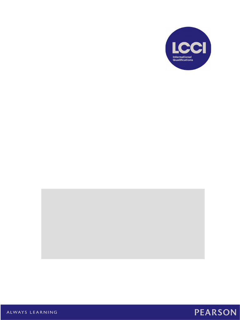 Pearson LCCI Bookkeeping and Accounting (VRQ) Level 2 | PDF | Bookkeeping | Debits And Credits