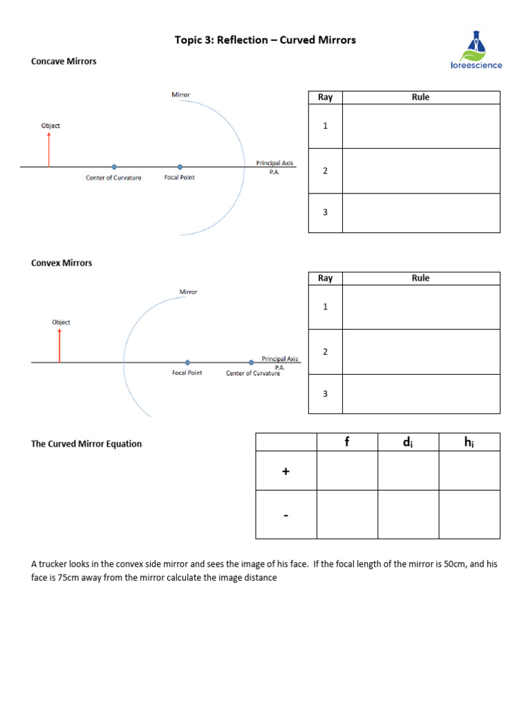 Reflection Curved Mirrors NT 4 | PDF | Science & Mathematics