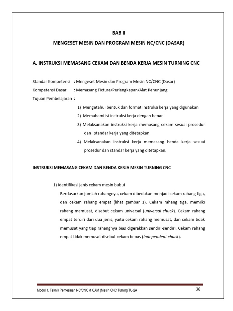 Modul 1 Bubut CNC - Bab II | PDF | Komputer | Teknologi & Rekayasa