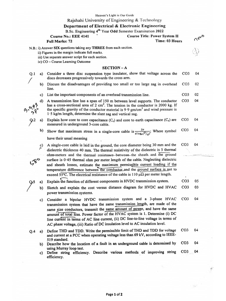 Power System Ii 4-1 Ques | PDF