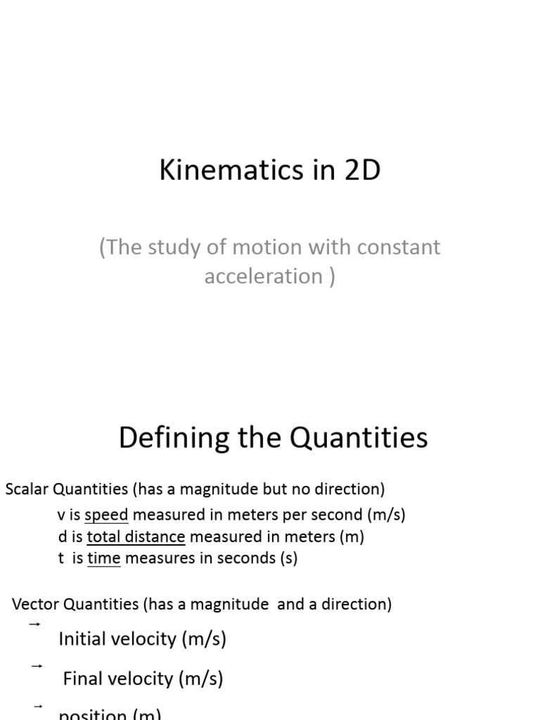 L2 Kinematics in 2D (Feb2015) | PDF | Velocity | Kinematics