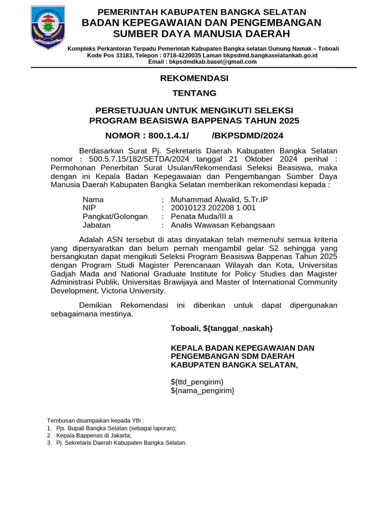 Draft Rekomendasi Walid | PDF