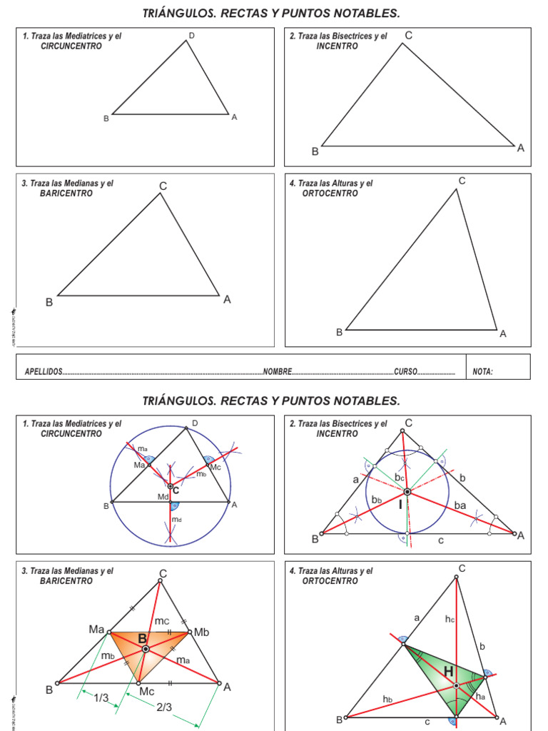 Ejercicios de puntos notables en triángulos | PDF | Geometria clasica ...