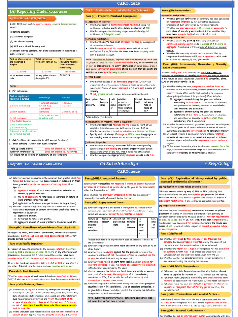 Caro 2020 Ca Final Audit | PDF | Loans | Debt