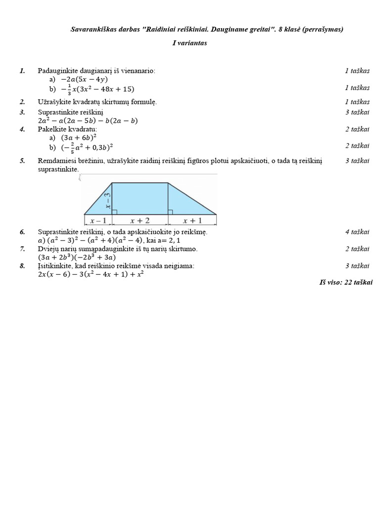 SD Raidiniai Reiskiniai. Dauginame Greitai 8 Kl. I Var Perrasymas 2 | PDF