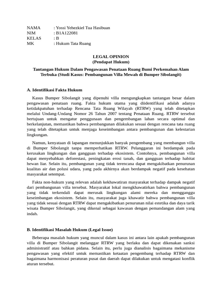 Contoh Legal Opinion Tugas Mahasiswa Hukum | PDF | Pengelolaan Keuangan ...