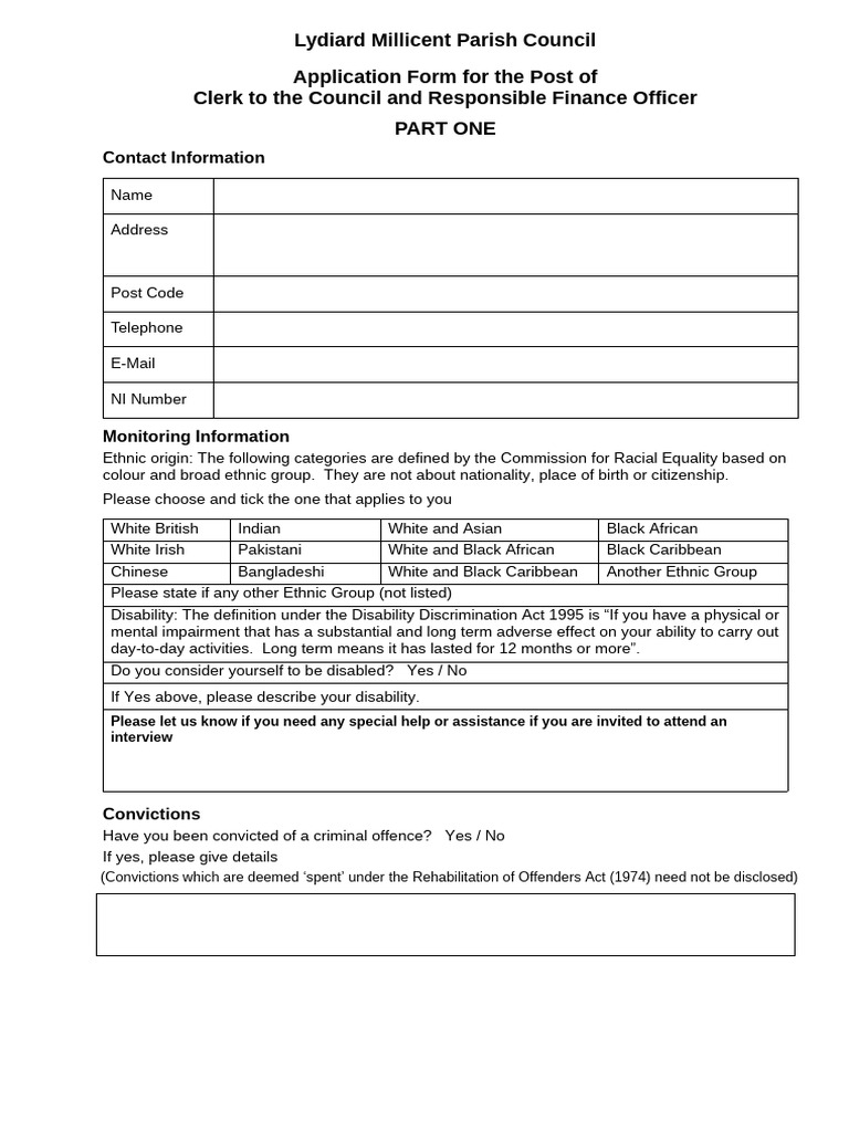 LMPC Clerk Application Form | PDF | Disability | Justice