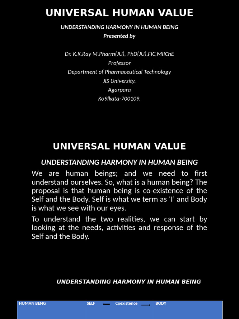 Universal Human Value | PDF | Senses | Consciousness