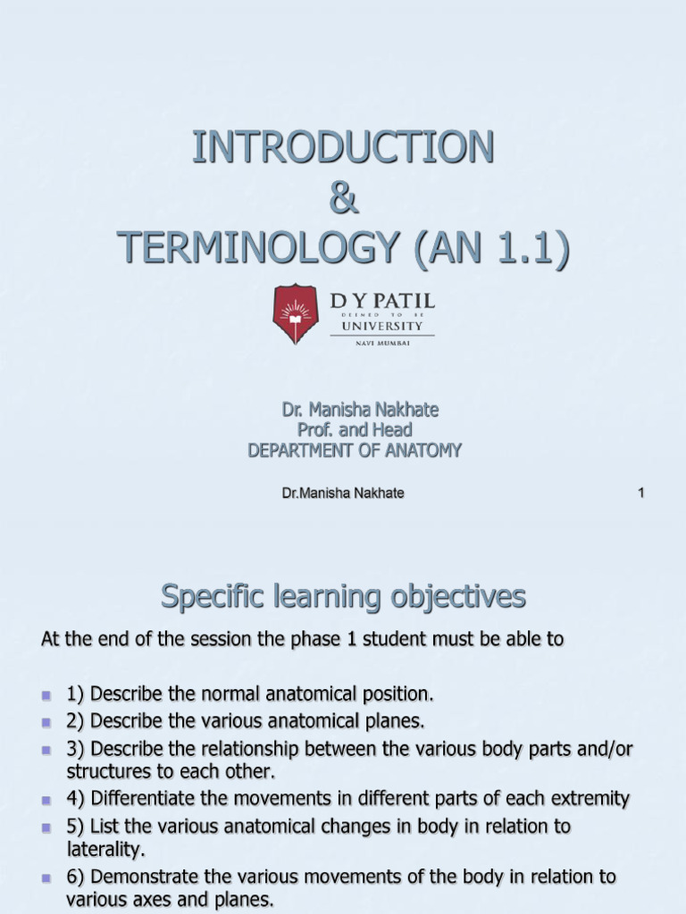 01 - INTRODUCTION AND TERMINOLOGY (Anatomy) | PDF | History