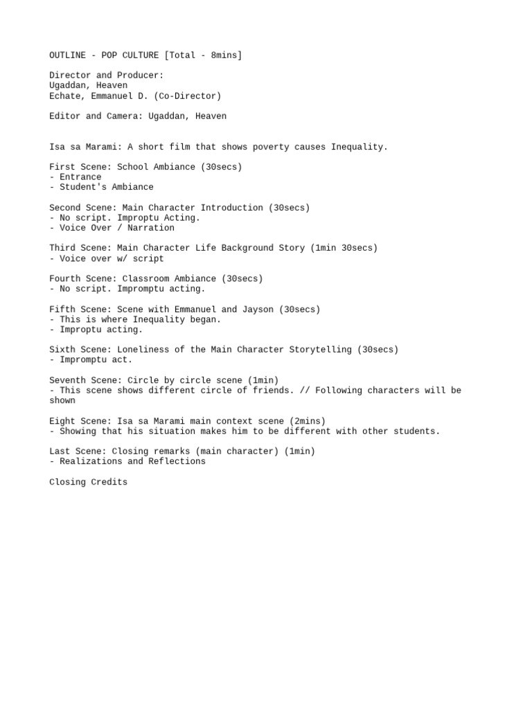 Outline Pop Culture Total 8min | PDF | Language Arts & Discipline