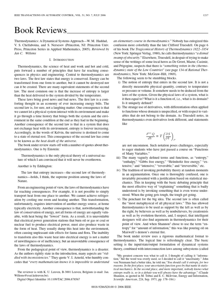 Thermodynamics A Dynamical Systems Appro-1 | PDF | Heat | Entropy
