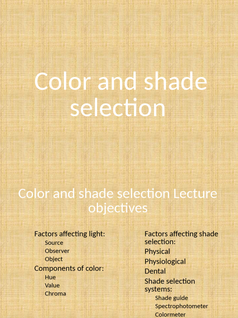 3- Shade Selection | PDF | Color | Light