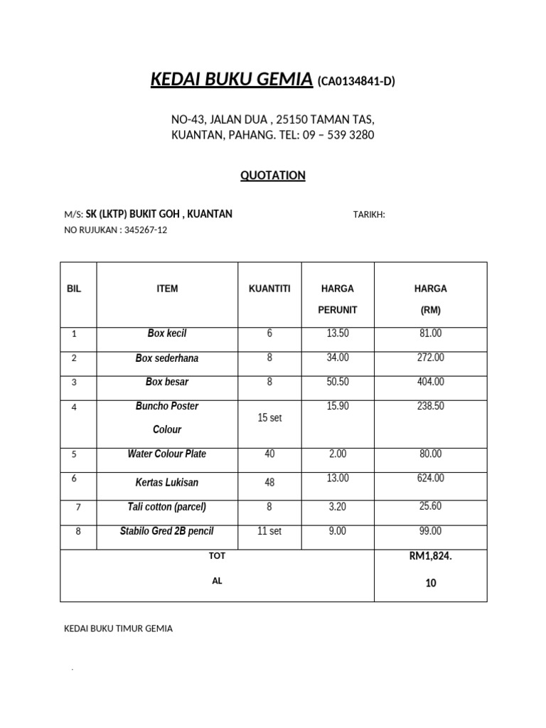 Sebut Harga PSV SKBG 2024 - 2 | PDF