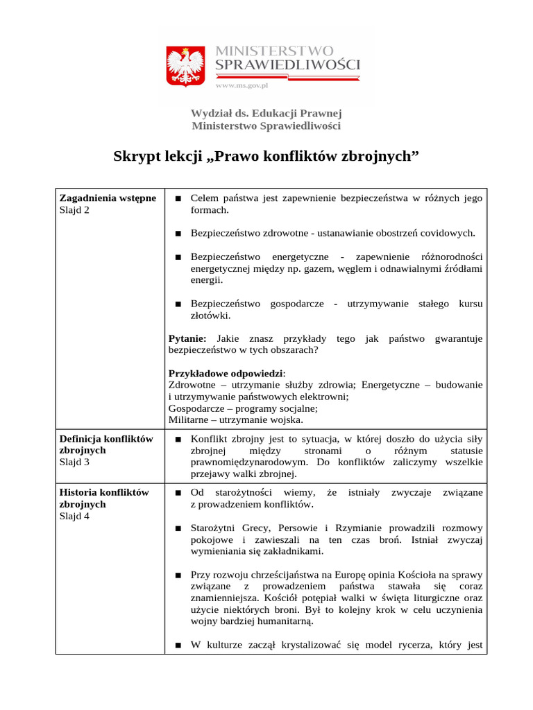 Prawo Konfliktów Zbrojnych Skrypt | PDF