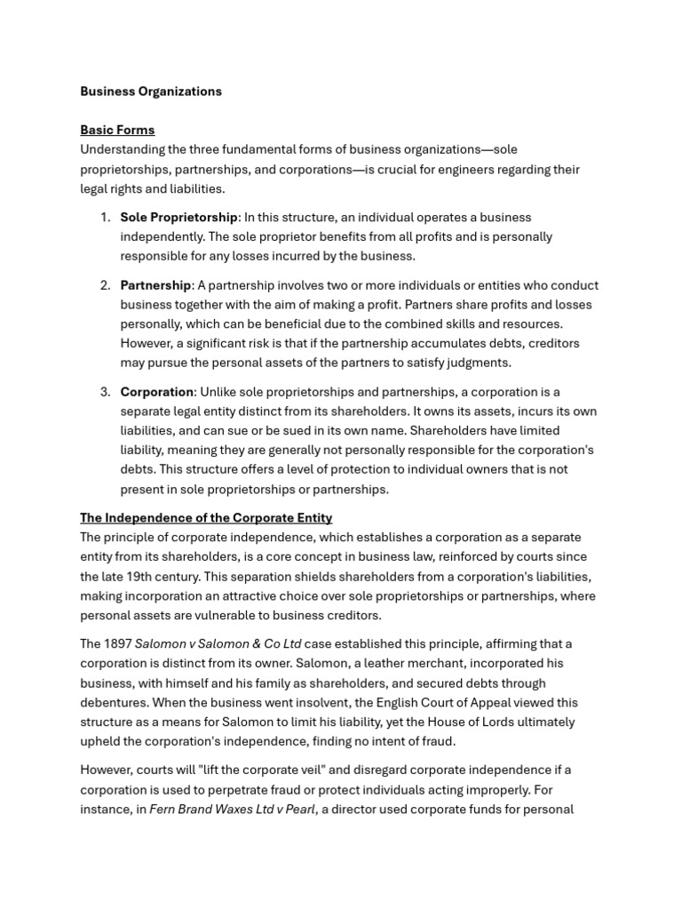 NPPE Chapter 2 - Business Organization | PDF | Partnership | Corporations