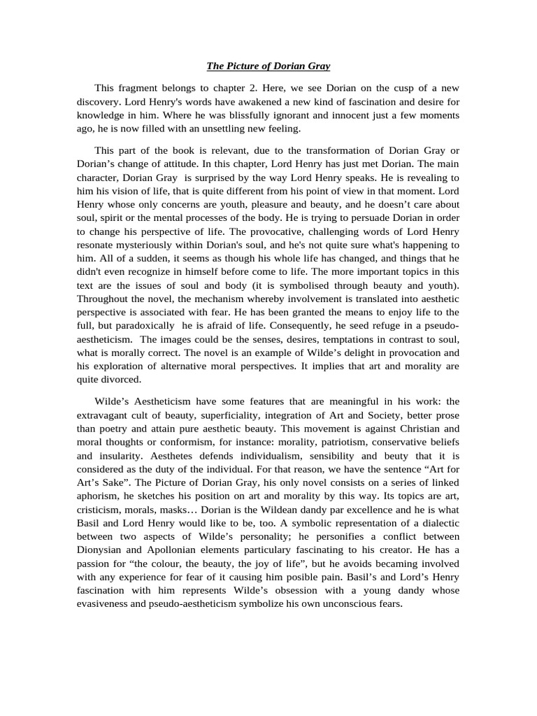 The Picture of Dorian Gray | PDF | The Picture Of Dorian Gray | Beauty