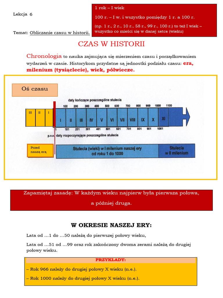 Lekcja 6 Obliczanie Czasu W Historii - Klasa 4 | PDF
