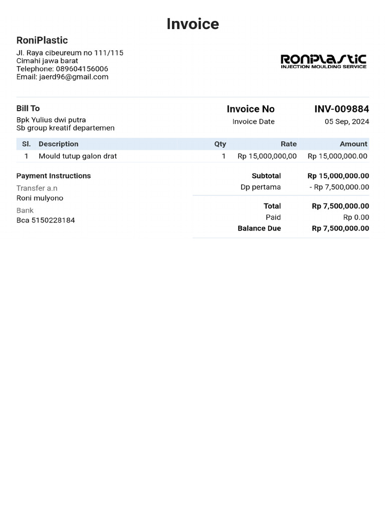 Invoice INV 009884 | PDF
