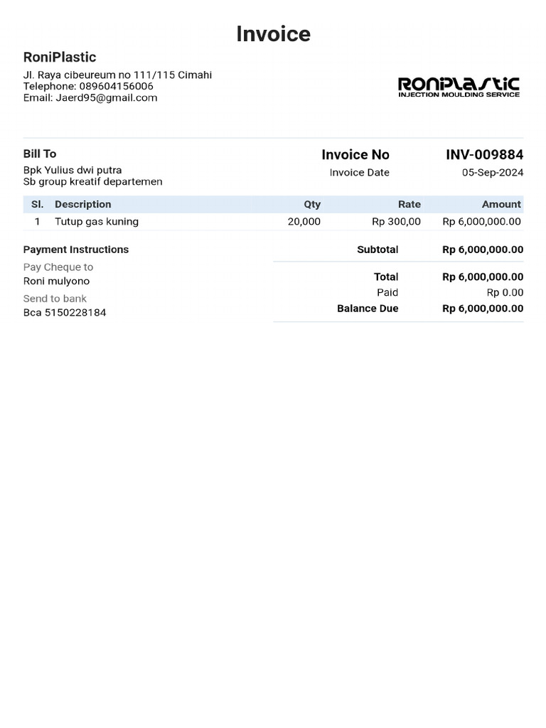 Invoice INV 009884 1 | PDF