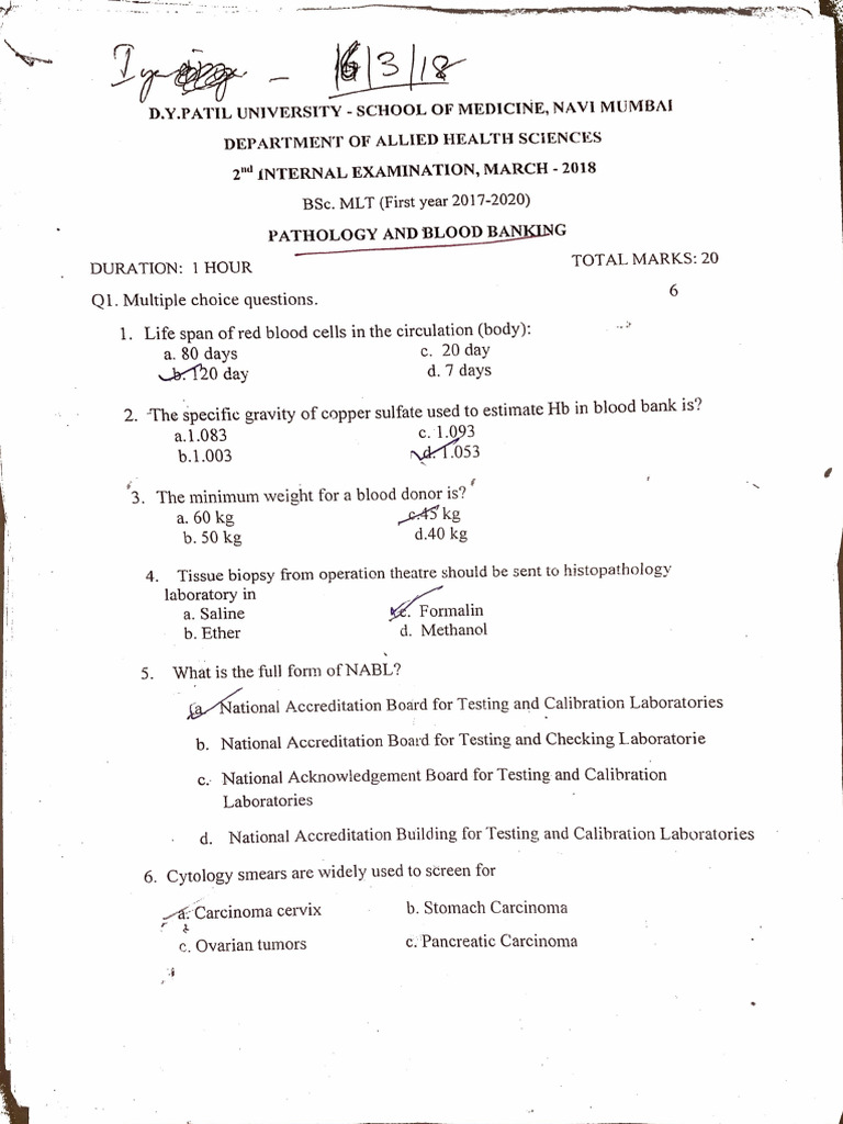 Pathology Previous Year Question Papers | PDF