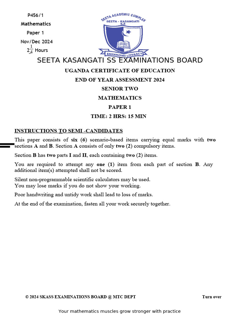 END OF TERM 3 s.2 math | PDF