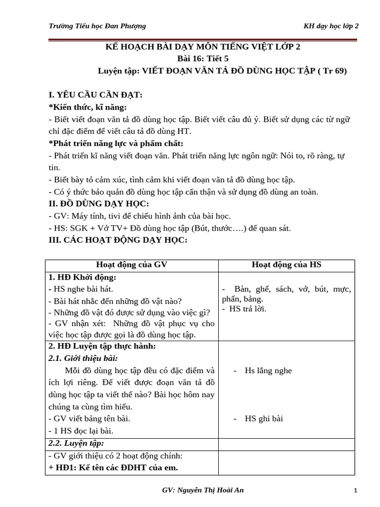 Bai 16 Luyen Viet Doan Van Ta Do Dung Hoc Tap | PDF