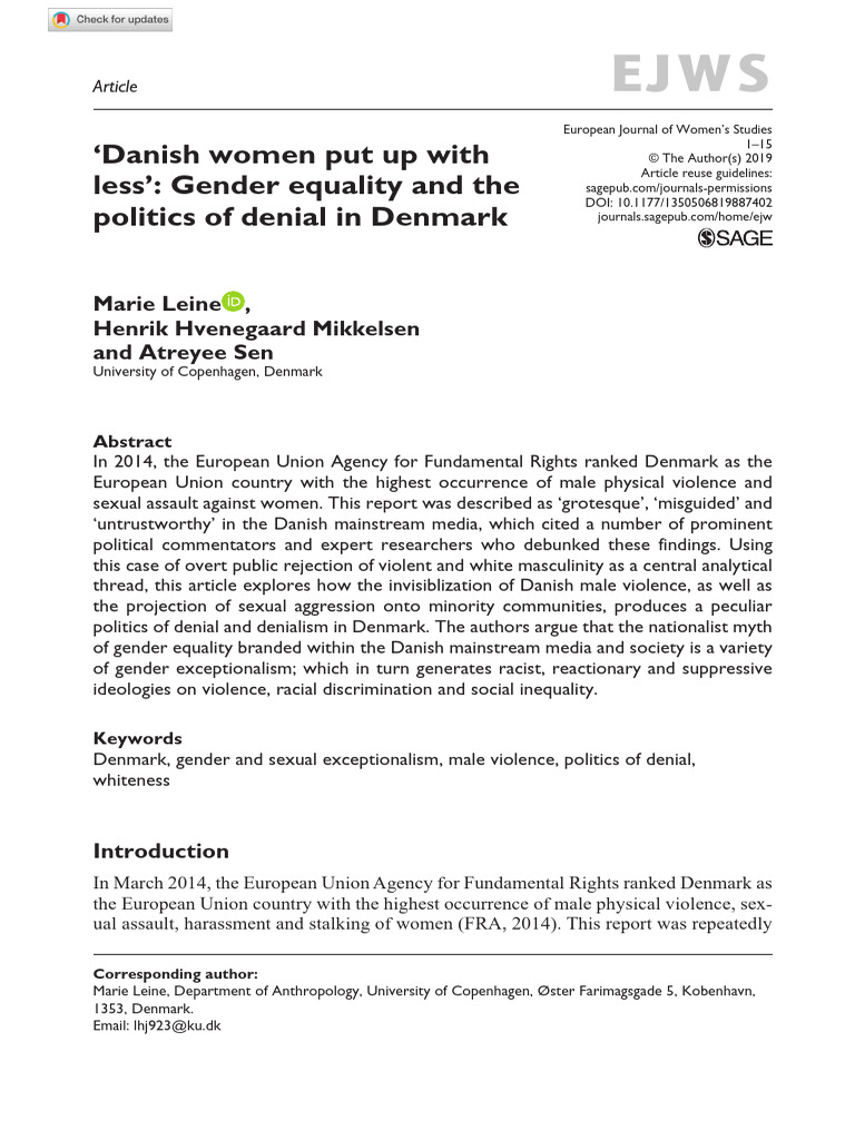 Danish Women GenderequalityandthepoliticsofdenialinDenmark | PDF ...