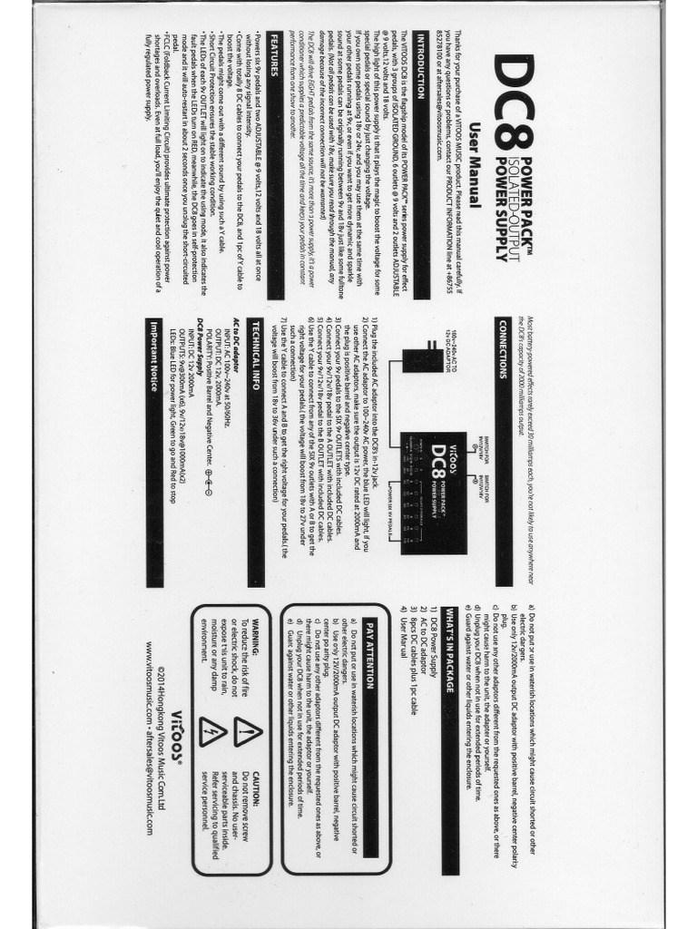 Vitoos DC8 Power Pack Instruction | PDF
