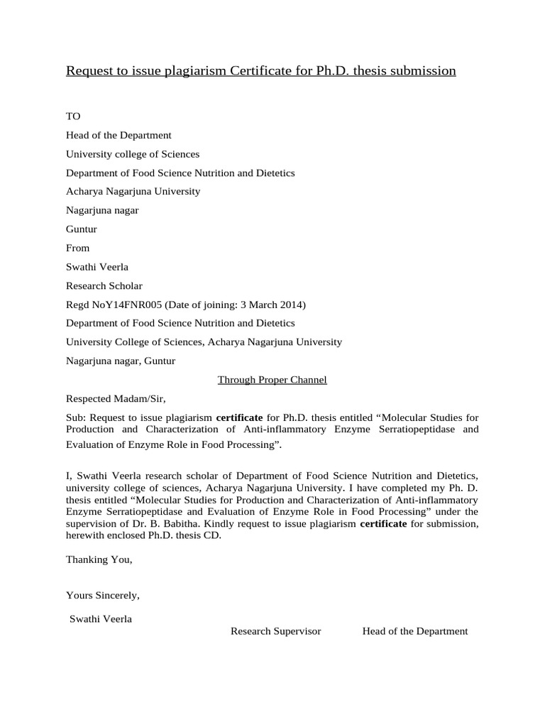 Letter For Plagiarism | PDF