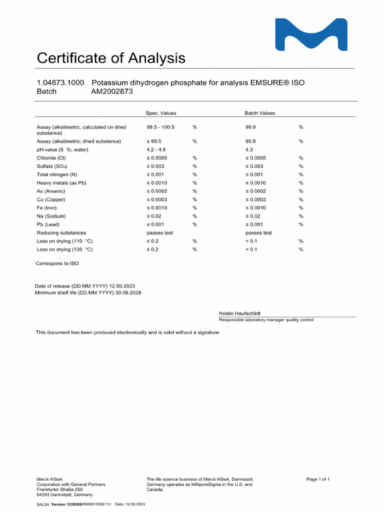 Kh2po4 Merck | PDF
