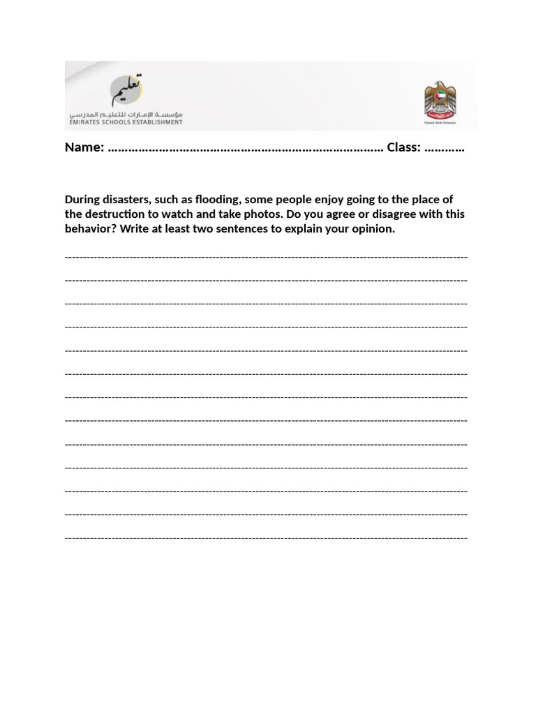 Writing Exam, Opinion, Plan and Essay | PDF | Disasters | Natural Hazards