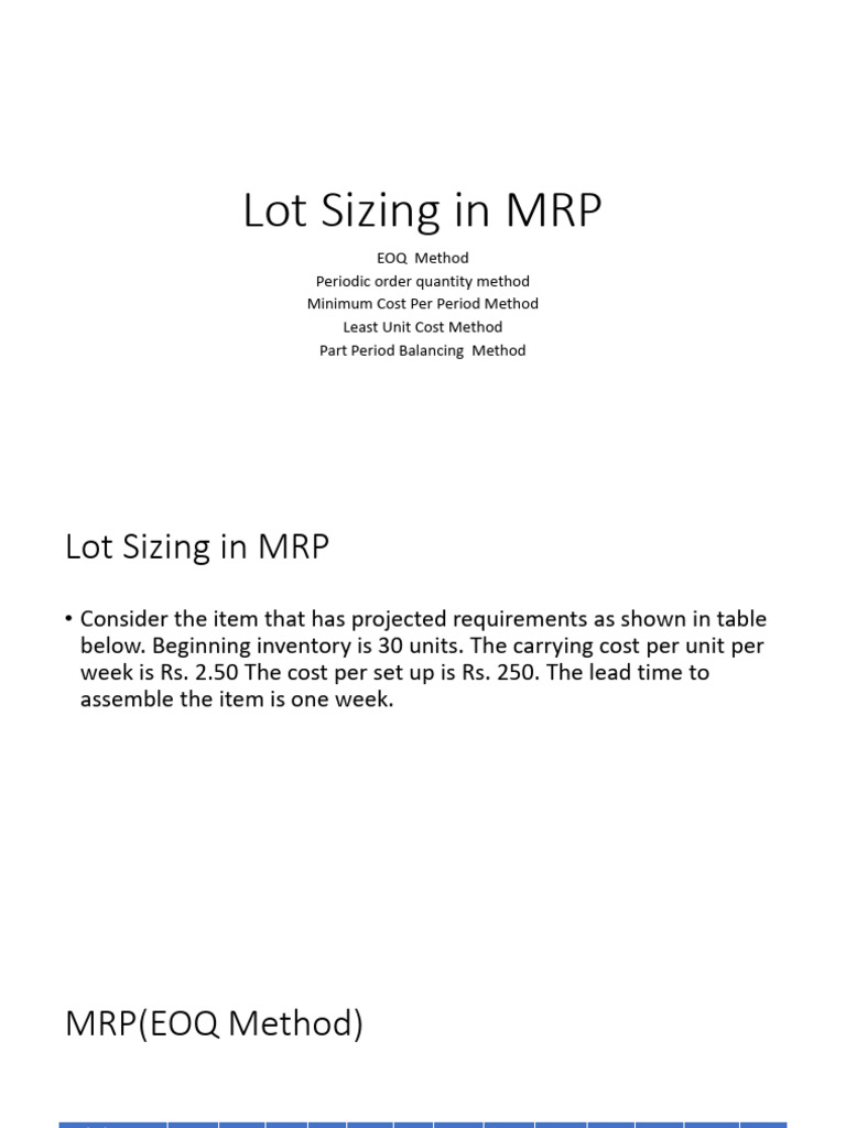 Lot Sizing in MRP | PDF | Computers