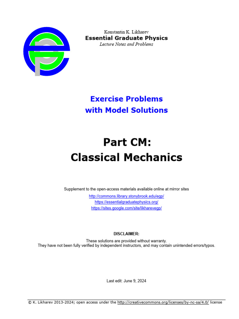CM Exercises | PDF | Force | Oscillation