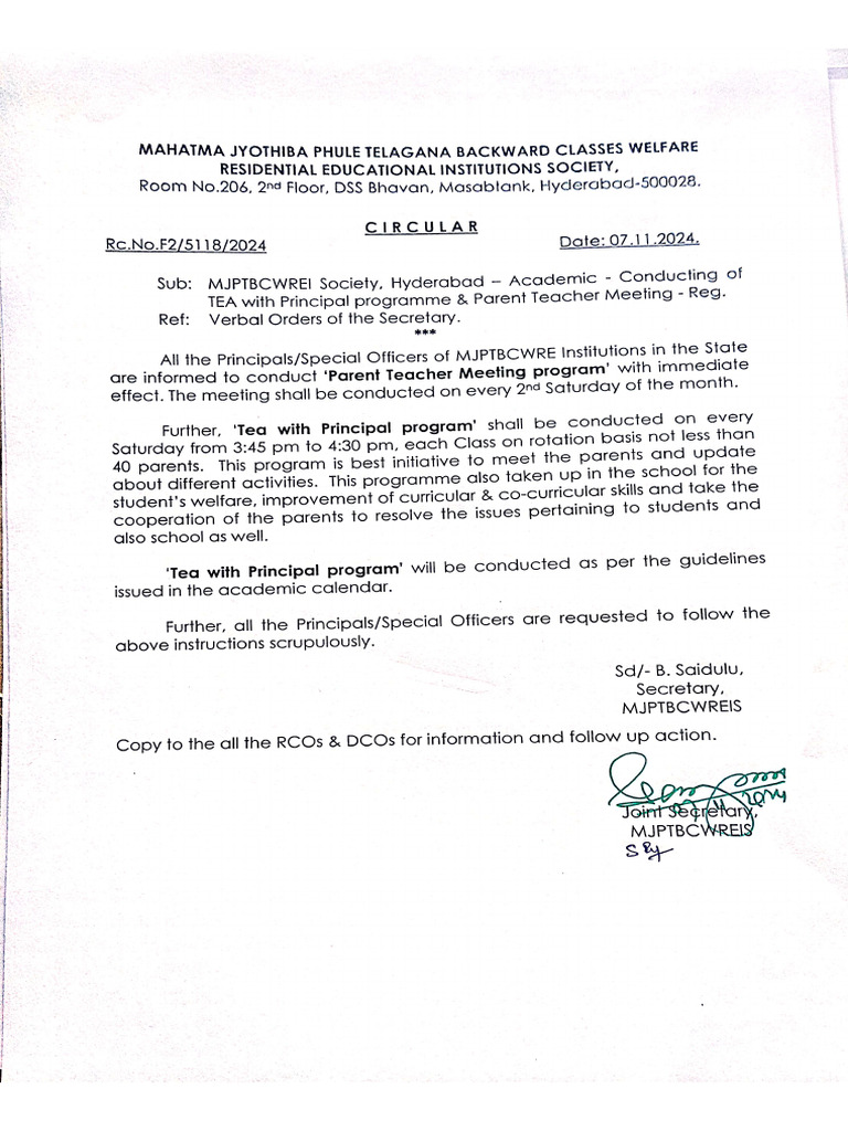 Parents Meeting Circular | PDF