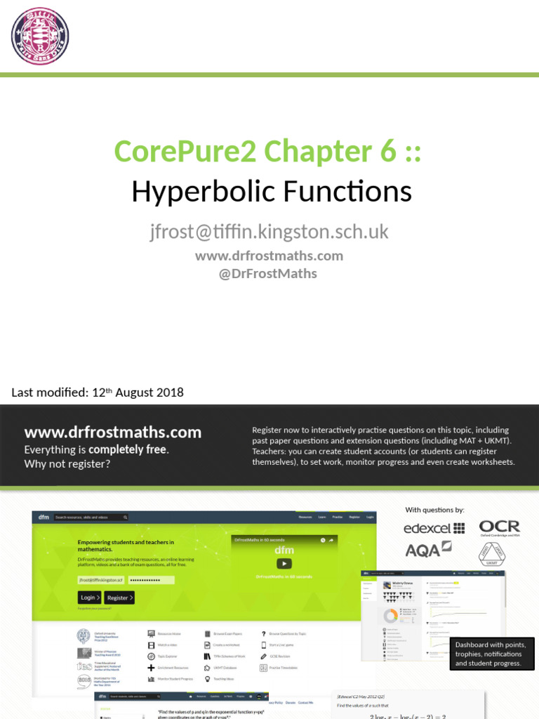 CP2 Chp6 HyperbolicFunctions | PDF | Trigonometric Functions | Equations