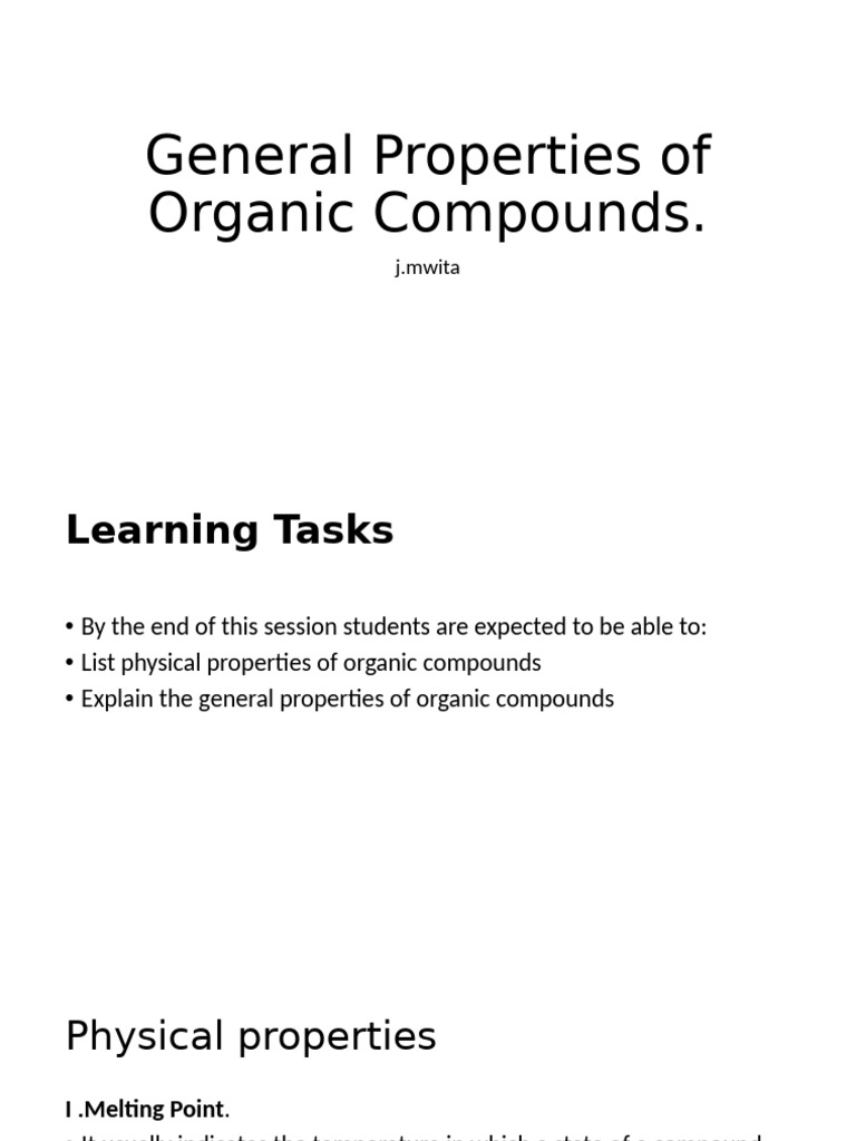 Session 5. General Properties of Organic Compound | PDF ...